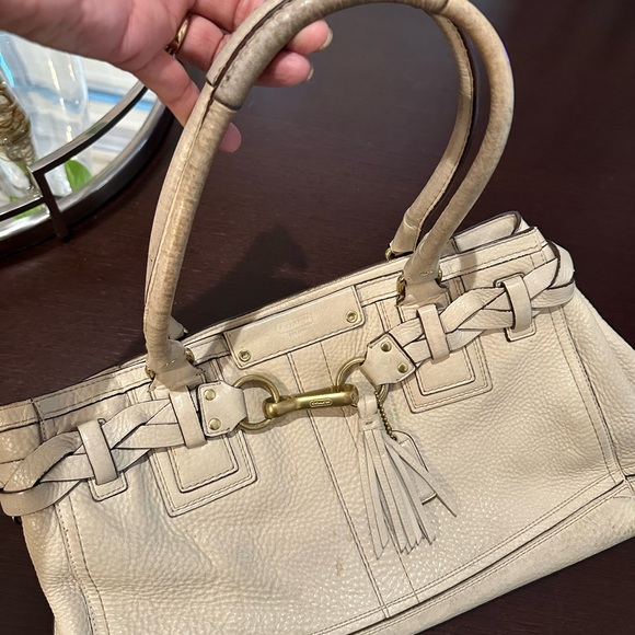 Coach | Bags | Coach Cream Leather Handbag | Poshmark